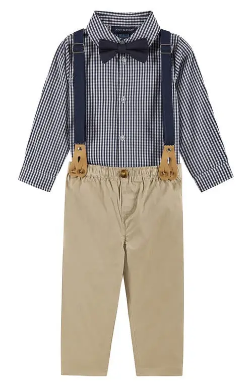 Andy & Evan Button-up Set With Suspenders - Navy