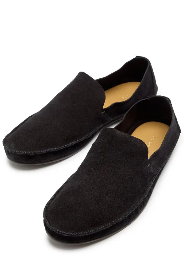 THE ROW Tyler Suede Loafers - Black