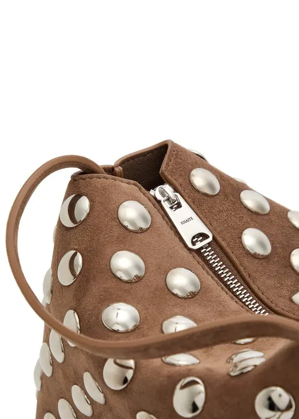 Khaite Lina Medium Studded Suede Cross-body Bag - Moca