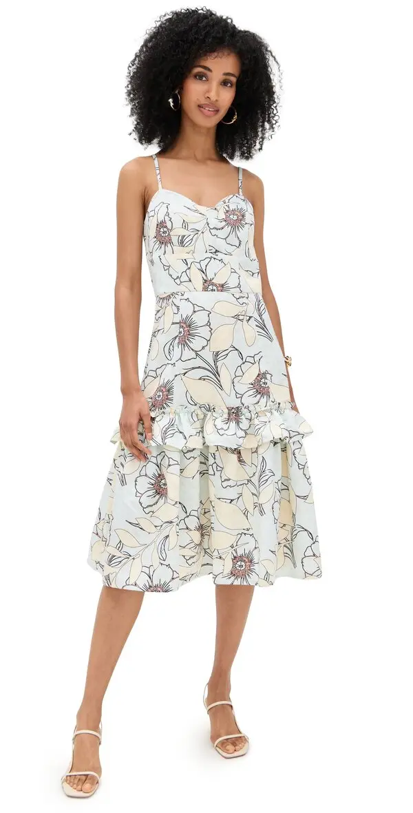 TRUTH Paneled Floral Midi Dress