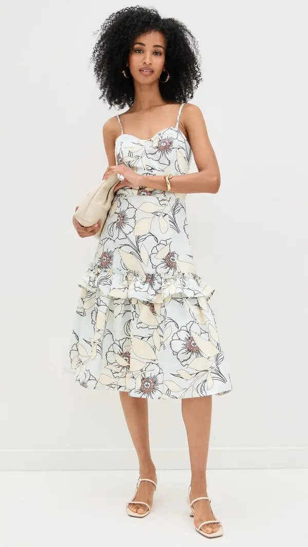 TRUTH Paneled Floral Midi Dress