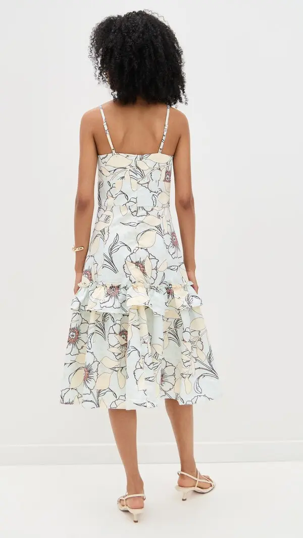 TRUTH Paneled Floral Midi Dress