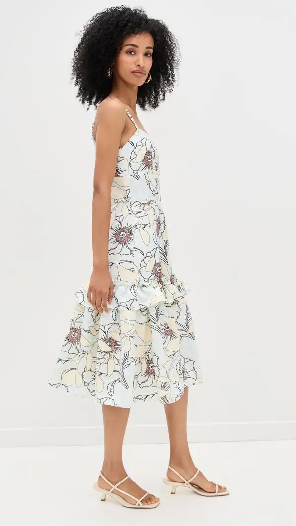TRUTH Paneled Floral Midi Dress