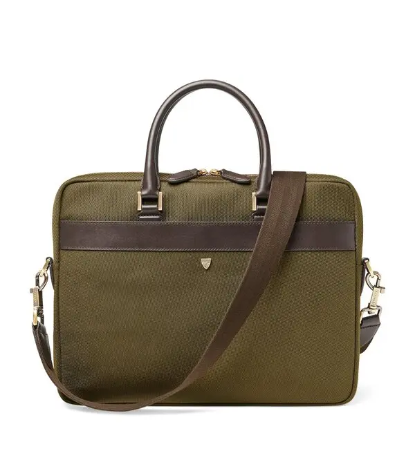 ASPINAL OF LONDON Nylon Slim Briefcase - Green