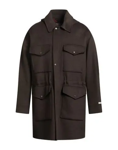 PALTO' Single-breasted Hooded Coat - Dark Brown