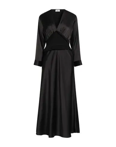 Sandro Satin Maxi Dress With Knitted Trims