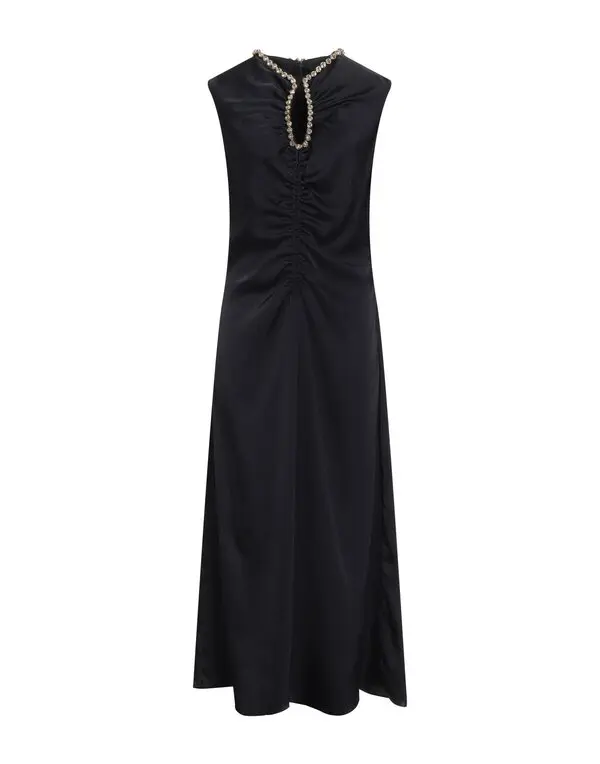 Sandro Maxi Dress With Appliqués And Crystals