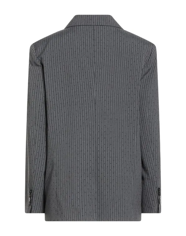 Maje Single-breasted Pinstriped Blazer With Crystal Embellishments