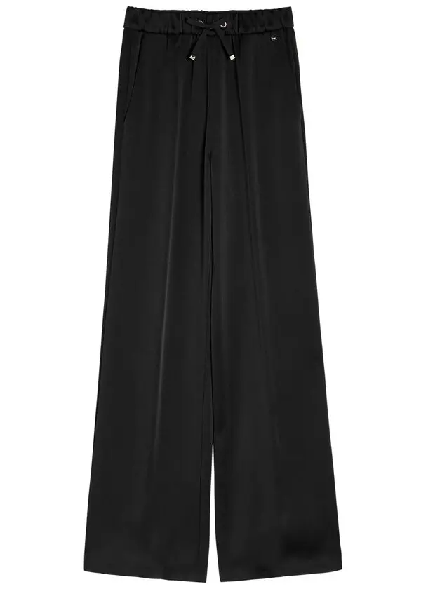 Herno Wide-leg Crepe De Chine Trousers - Black