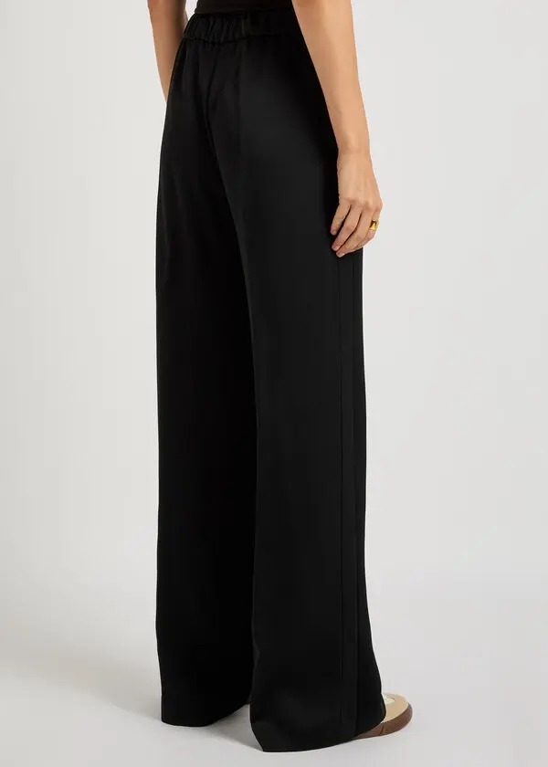 Herno Wide-leg Crepe De Chine Trousers - Black