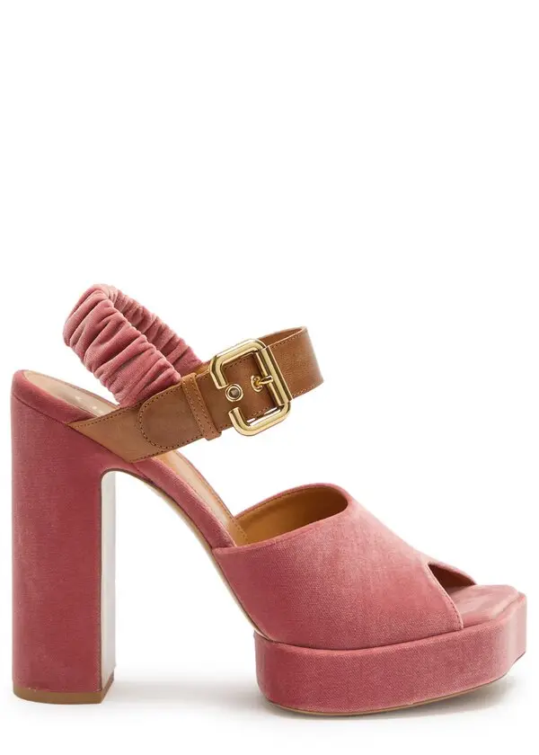Chloé Aria Suede Platform Sandals - Pink