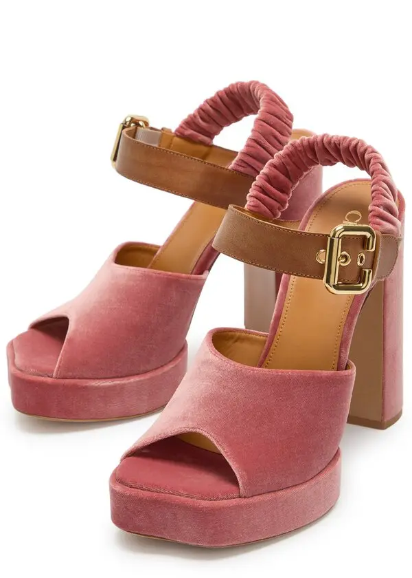Chloé Aria Suede Platform Sandals - Pink