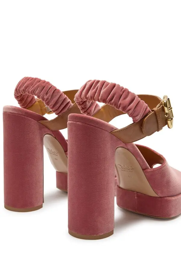 Chloé Aria Suede Platform Sandals - Pink