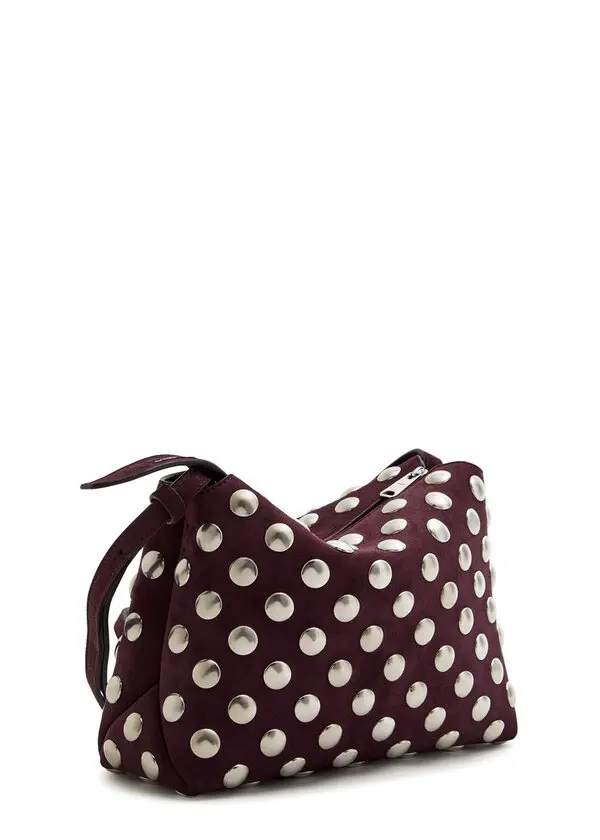 Khaite Lina Medium Studded Cross-body Bag - Burgundy