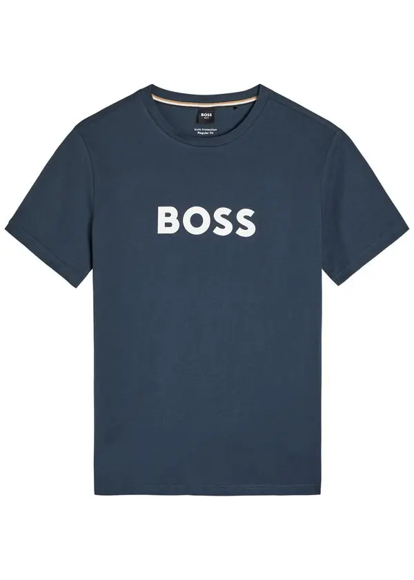 BOSS Logo-printed Cotton T-shirt - Navy