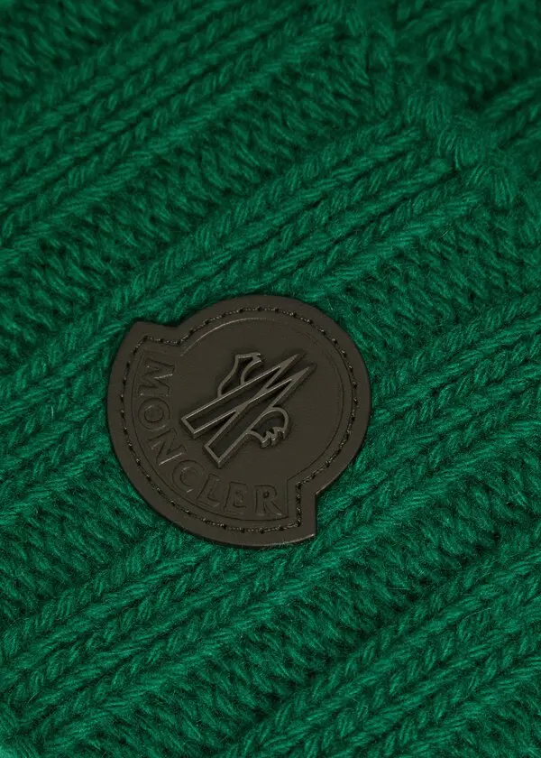 Moncler Wool And Cashmere-blend Collar With Logo Appliqu