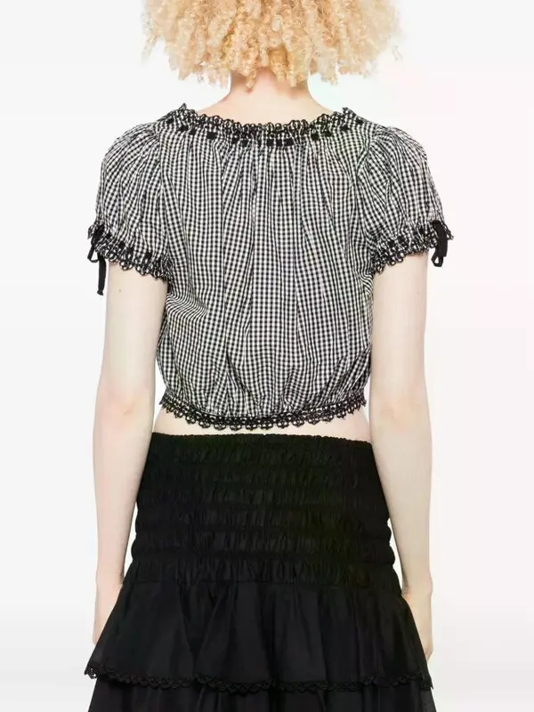 DÔEN Nera Gingham Cropped Blouse