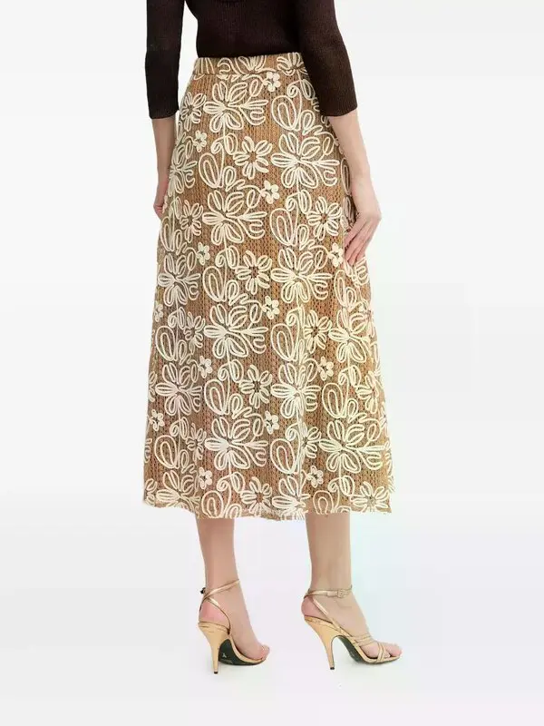 Luisa Spagnoli Floral Embroidered Flared Skirt