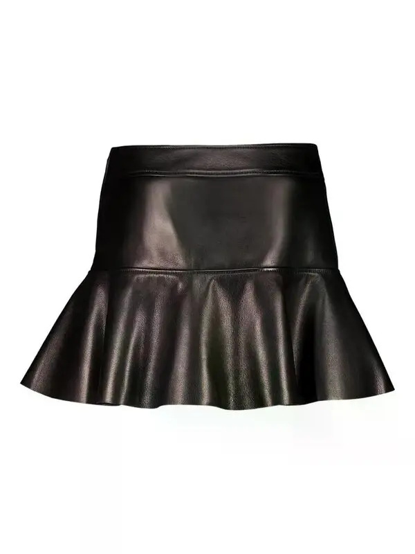 TOM FORD Leather Ruffled Mini Skirt - Black