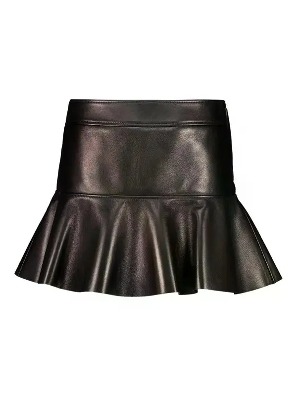 TOM FORD Leather Ruffled Mini Skirt