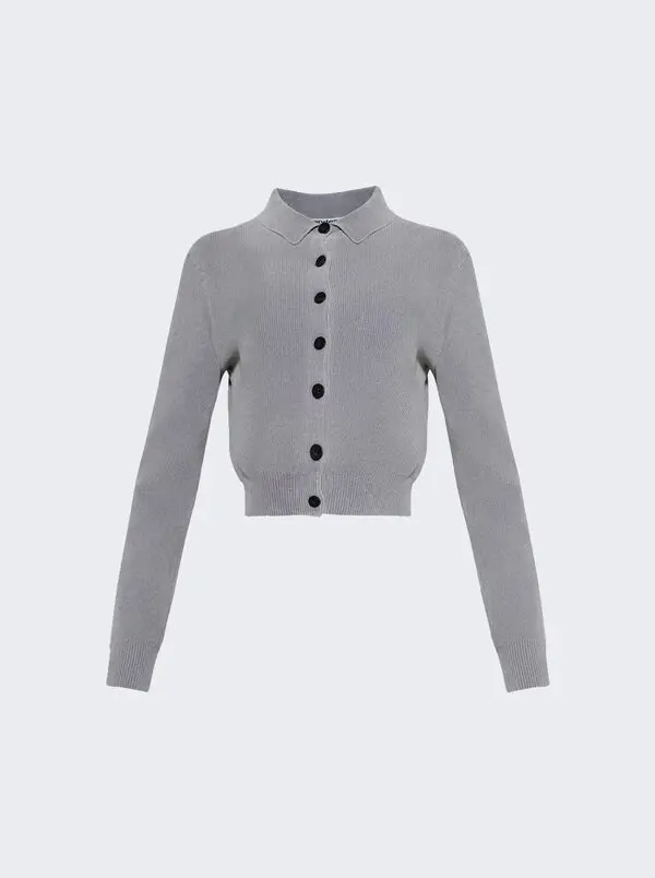 Alexander Wang Long Sleeve Cropped Polo Cardigan - Grey