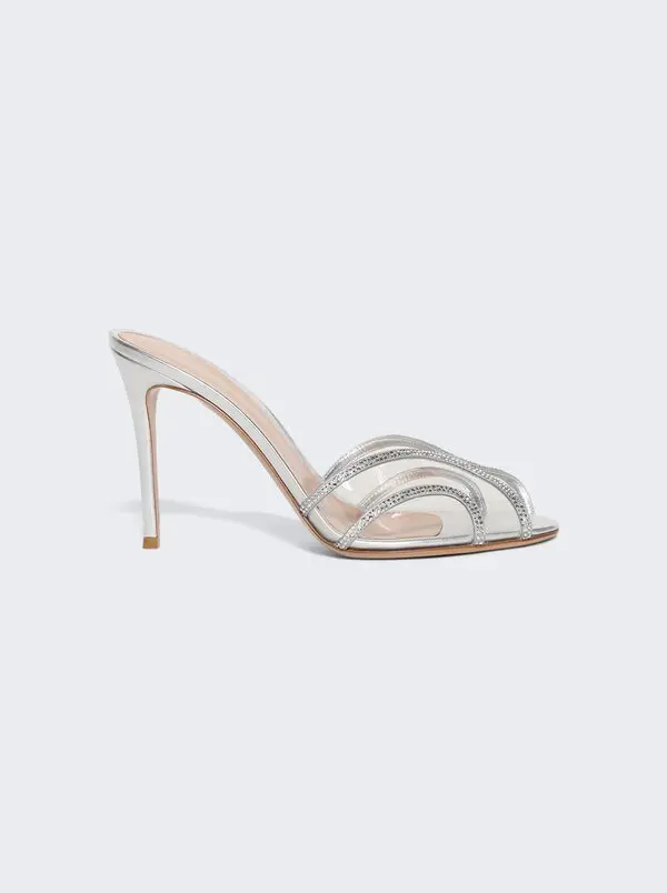 GIANVITO ROSSI Burma Glass Peep-toe Heels - Silver
