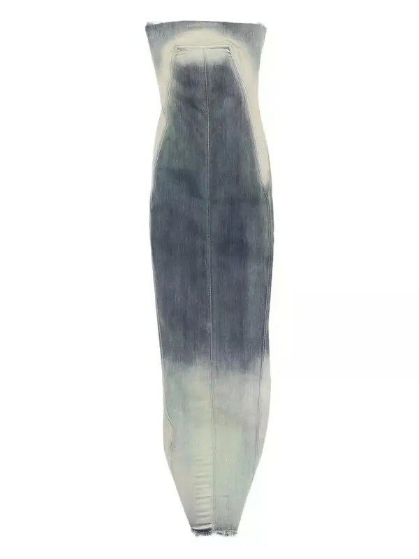 Rick Owens Strapless Denim Maxi Dress - Blue