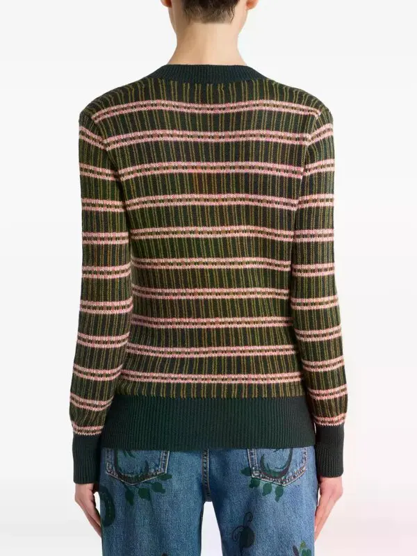 Etro Striped V-neck Sweater - Green