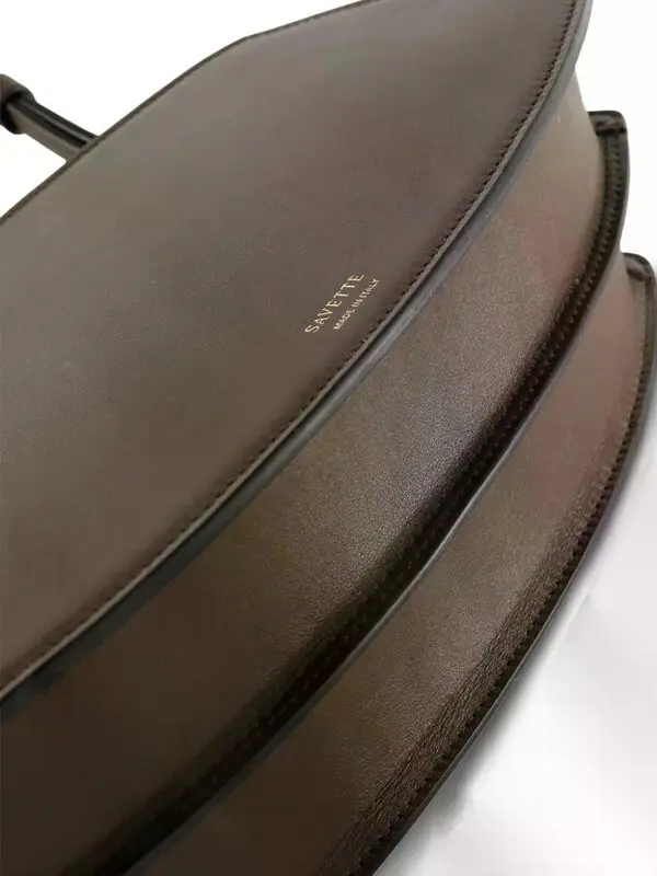 Savette Curved-flap Calfskin Shoulder Bag - Brown