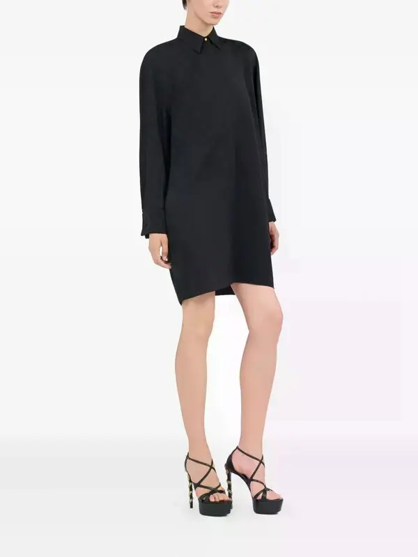 Roberto Cavalli Silk Mini Shirt Dress With Monogram Rc - Women Luxury Black 40