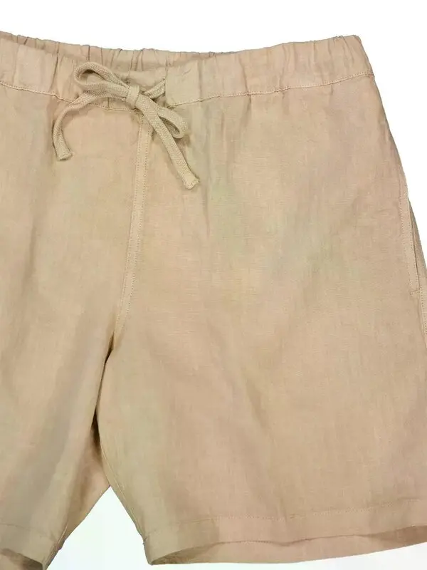 120% Lino Elastic-waistband Linen Shorts - Neutrals