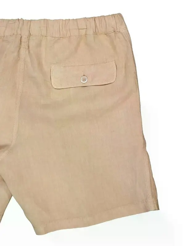 120% Lino Elastic-waistband Linen Shorts - Neutrals