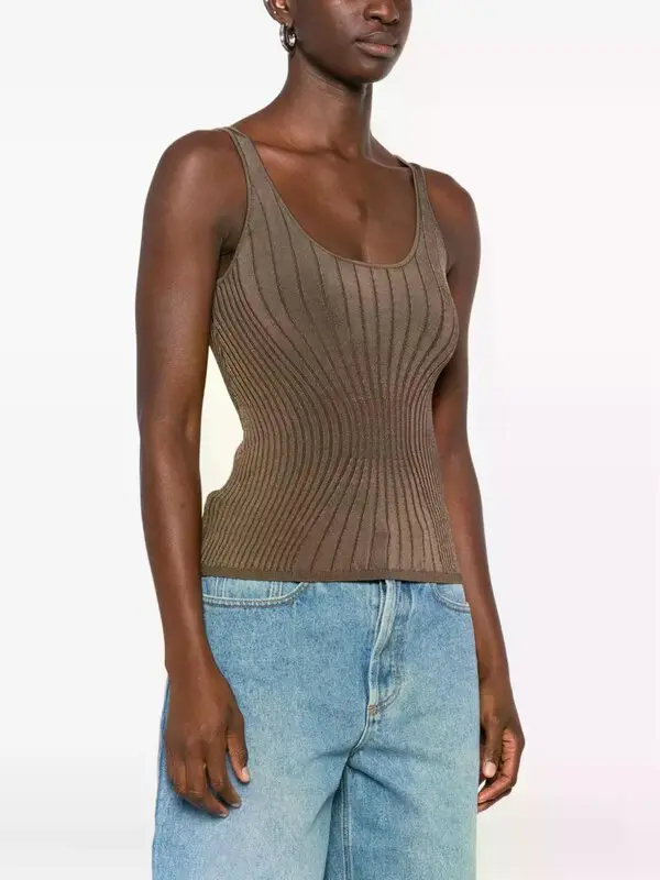 MUGLER Ribbed Square-neck Top