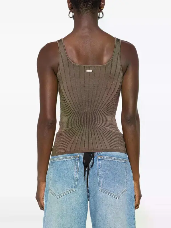 MUGLER Ribbed Square-neck Top