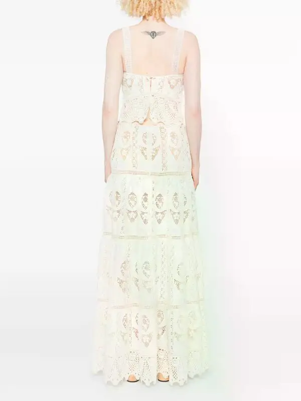 Johanna Ortiz Lace Tiered Maxi Skirt