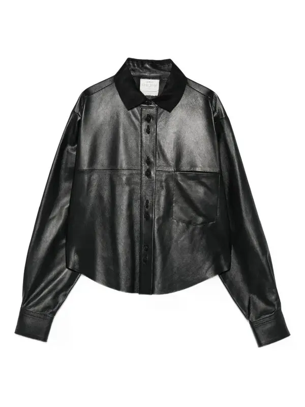 FORTE_FORTE Nappa Leather Pocket Shirt