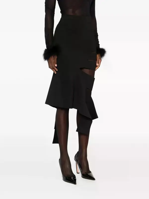 MUGLER Cut-out Asymmetric Skirt - Black