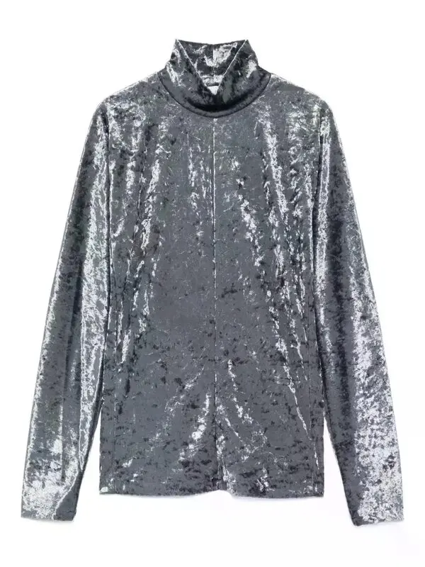FORTE_FORTE Crushed Velvet Turtleneck Top