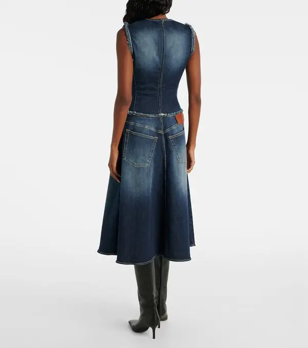 Acne Studios Duffena Distressed Denim Midi Dress