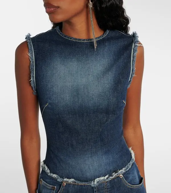 Acne Studios Duffena Distressed Denim Midi Dress