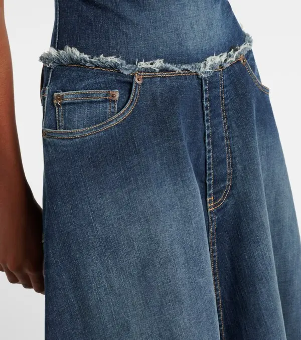Acne Studios Duffena Distressed Denim Midi Dress