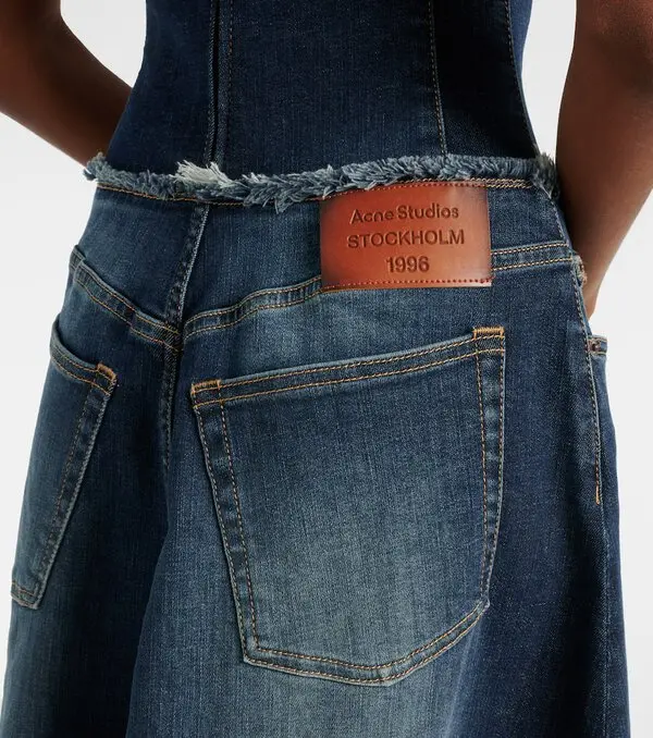 Acne Studios Duffena Distressed Denim Midi Dress