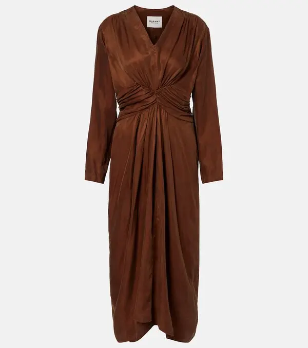 MARANT ETOILE Draped Midi Dress - Brown