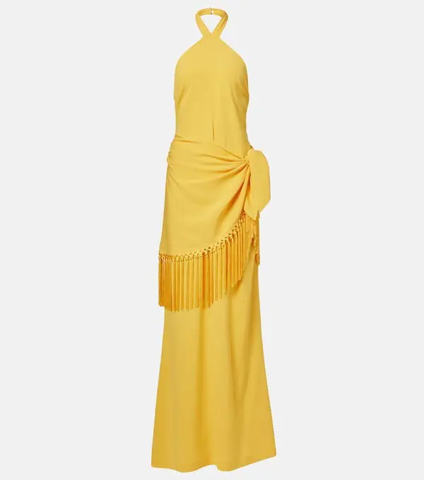 TALLER MARMO Meteora Open-back Crêpe Cady Gown - Yellow