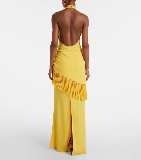 TALLER MARMO Meteora Open-back Crêpe Cady Gown - Yellow