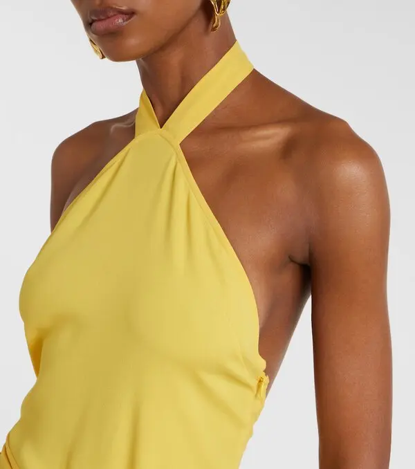 TALLER MARMO Meteora Open-back Crêpe Cady Gown - Yellow