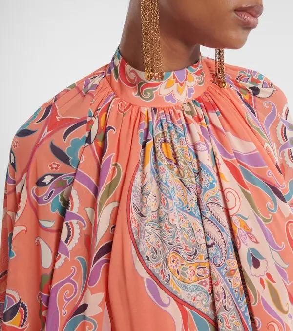 Etro Paisley Printed Caped Gown