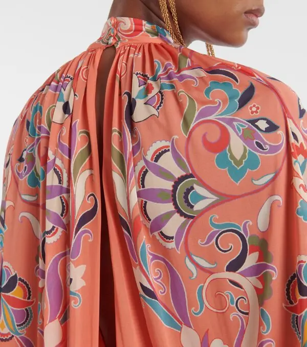 Etro Paisley Printed Caped Gown