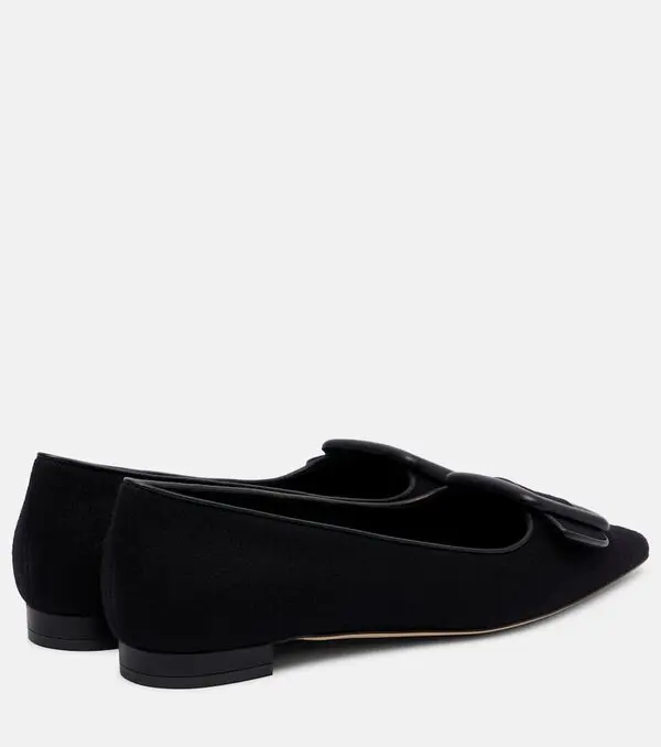 Manolo Blahnik Maysale Buckled Ballet Flats - Black