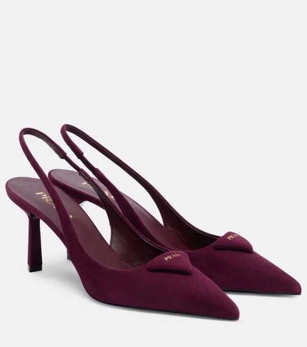 Prada 75 Suede Slingback Pumps